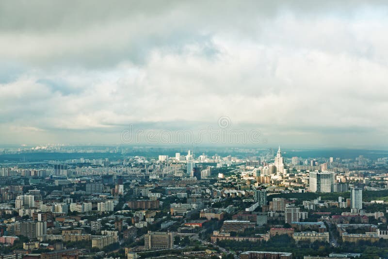 Above View Moscow Cityscape Stock Photo - Image of horizon, building ...