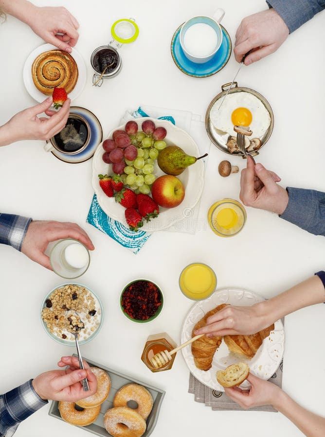 Above View of People Eating Stock Photo - Image of abundance, family ...
