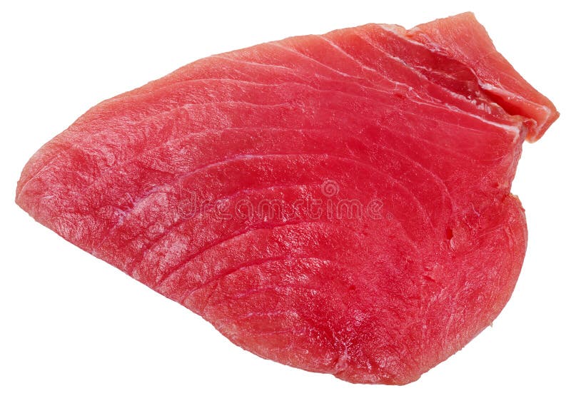 Above View of Piece of Raw Tuna Fish Meat Isolated Stock Photo - Image ...
