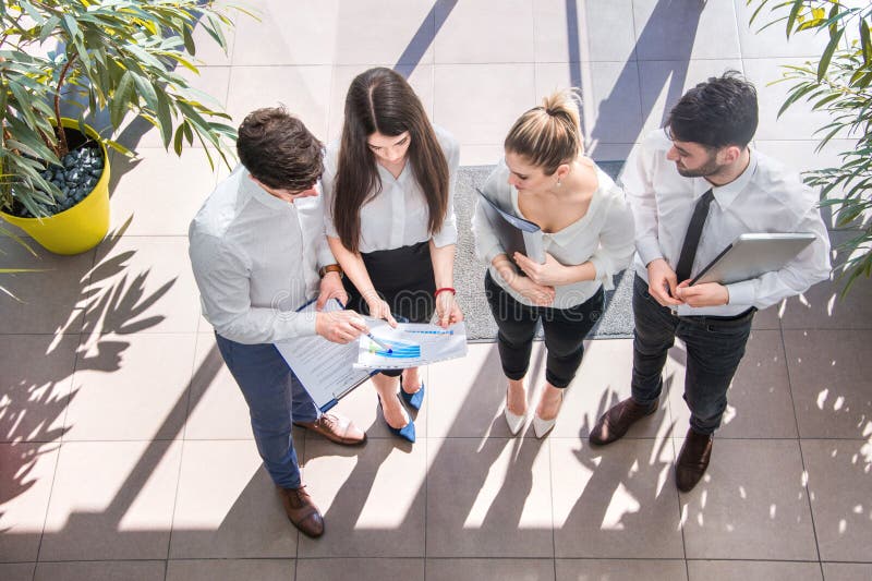 Above View of Professional Business People Working Together on Project ...