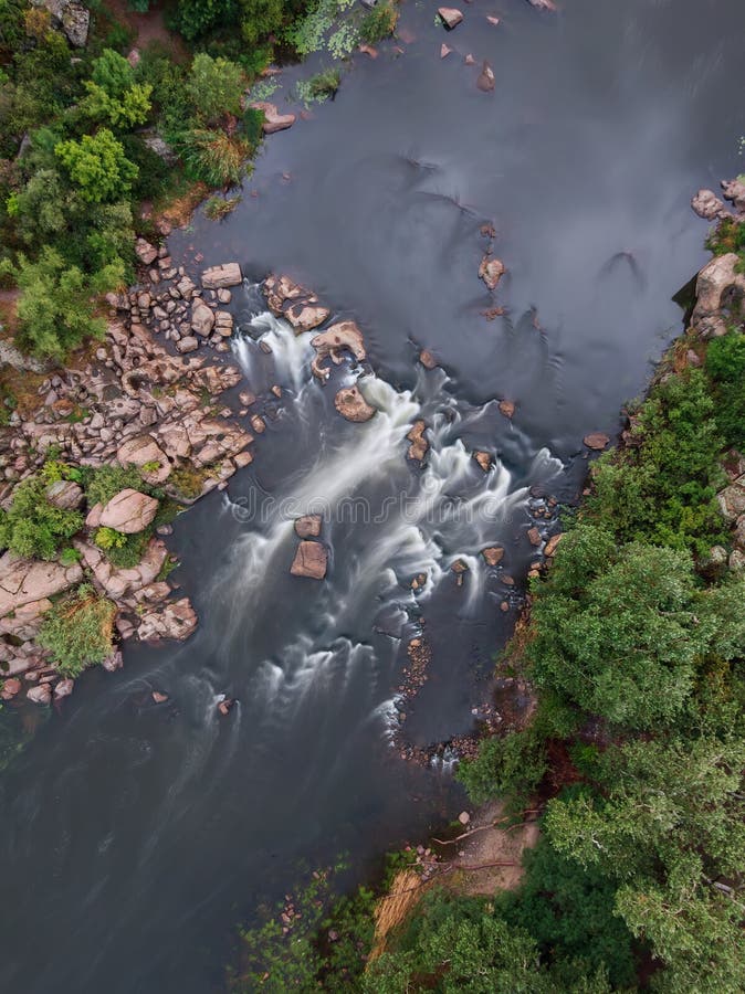 From Above View of River Rapids and Stone. Aerial Top View of Stream ...