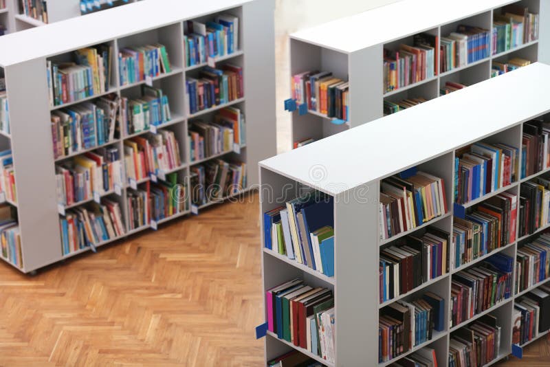 Above View of Shelving Units with Books Stock Image - Image of leisure ...