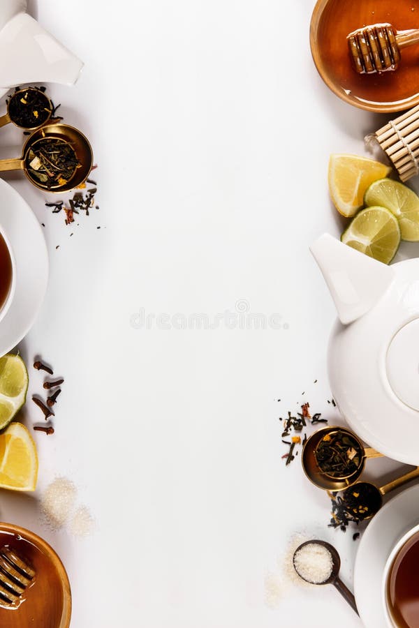 Top View of Tea Set and Additions Stock Image - Image of fresh ...