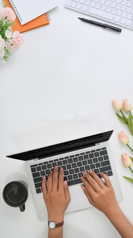 Eoman Creative Designer Using Laptop Computer Over Creative Workspace ...