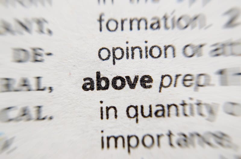 Above word stock image. Image of position, closeup, english - 102101697