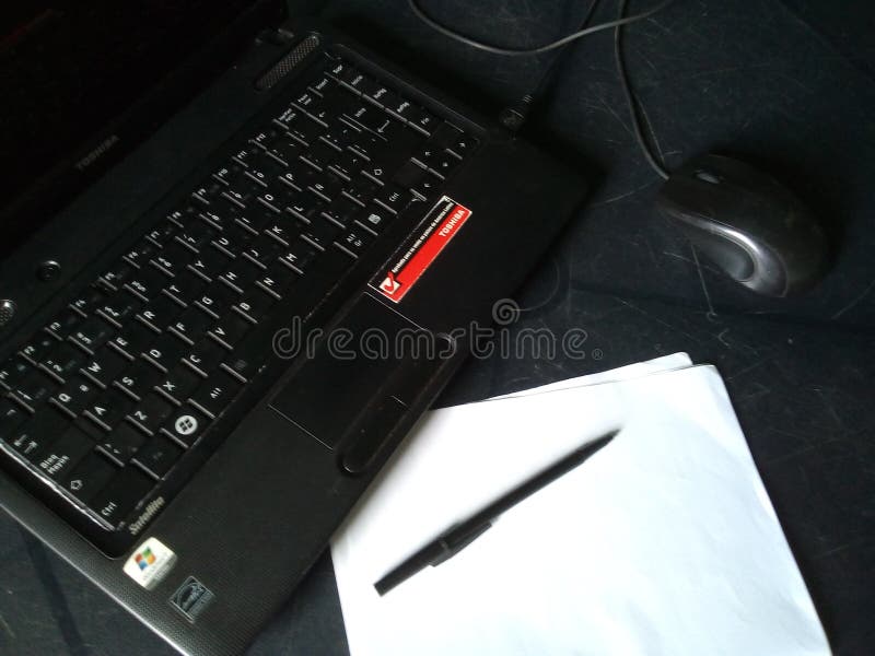 From Above of Workspace with Notebook and Laptop. Editorial Stock Image ...