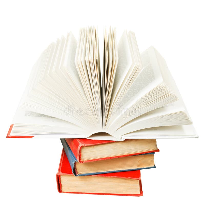 Abra El Libro Encima De La Pila De Libros Imagen de archivo - Imagen de ...