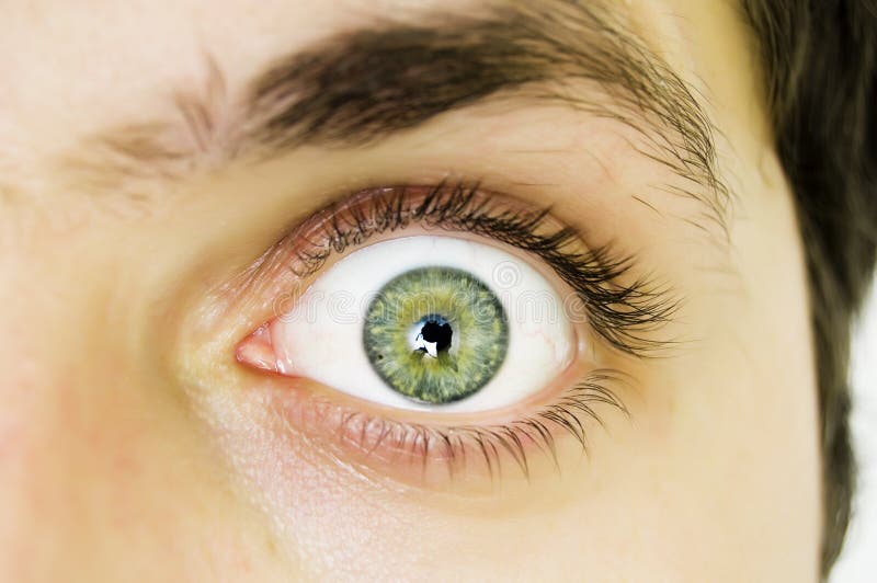 Abra el ojo gris foto de archivo. Imagen de cuidado, suspiro - 3508916