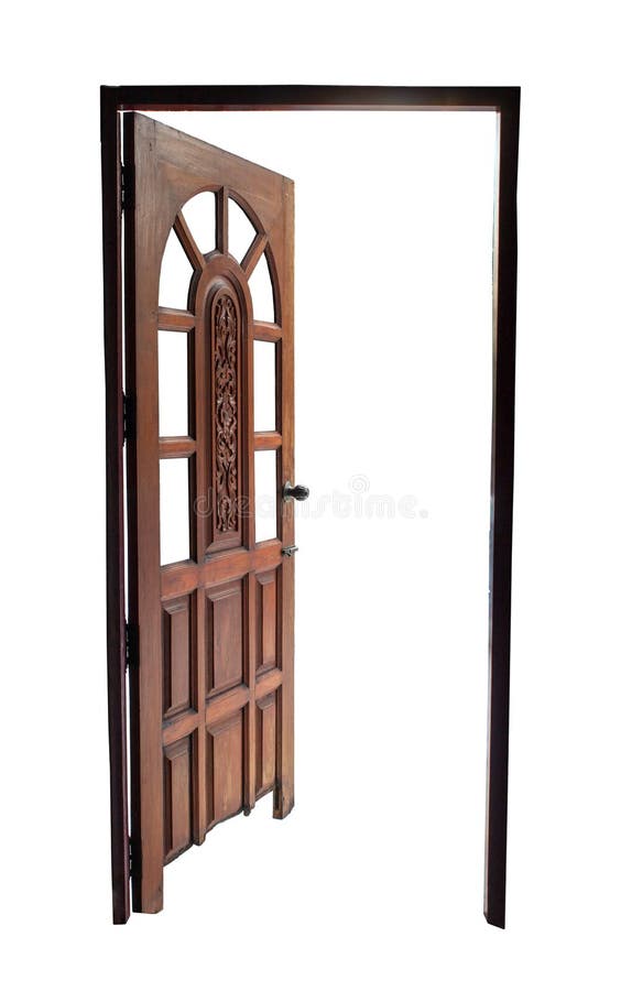 Porta De Madeira Aberta à Esquerda Isolada Foto de Stock - Imagem de ...