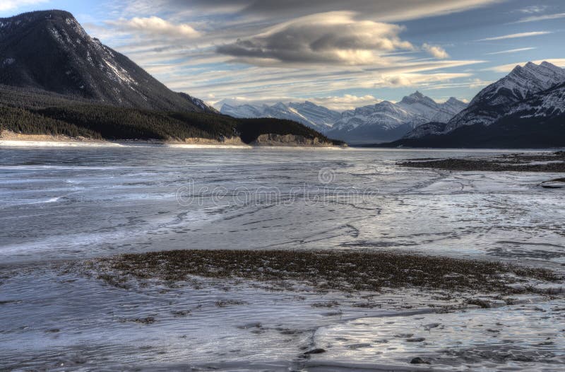 Abraham Lake Winter stock photo. Image of attraction - 67505036