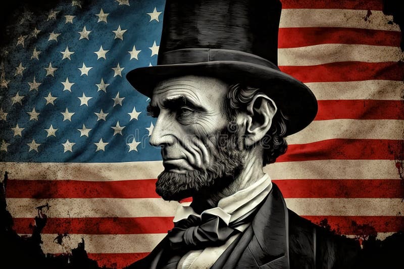 Abraham Lincoln and the American Flag - Ai Generated Stock Illustration ...