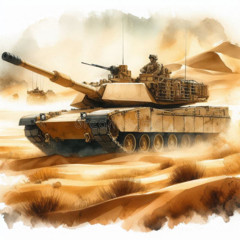 Abrams Tank in Sandy Combat Zone Stock Illustration - Illustration of ...