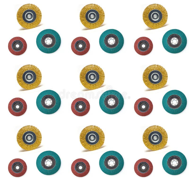 Abrasive Discs Tools Seamless Pattern Isolated on White Background ...