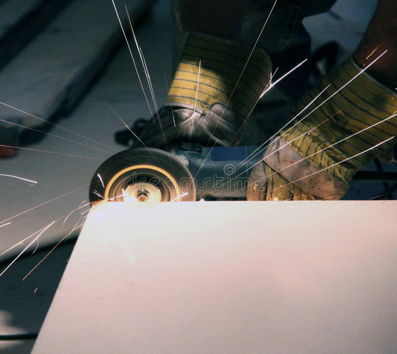 Abrasive Processing of Metal Stock Image - Image of hands, mittens ...