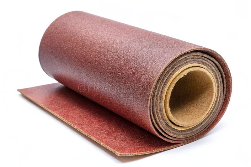 Abrasive Sandpaper Roll with Flat Sheet on White Background Stock ...