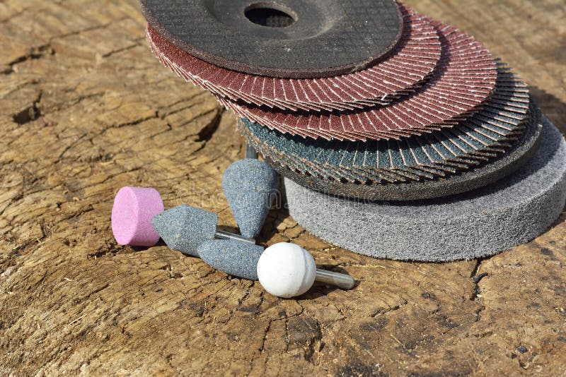 The Abrasive Wheels on Wood Background Stock Photo - Image of disk ...