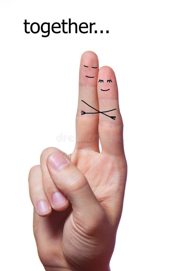 Arte Del Finger De Un Par Feliz Los Pares Felices Que Se Besan Y Que ...