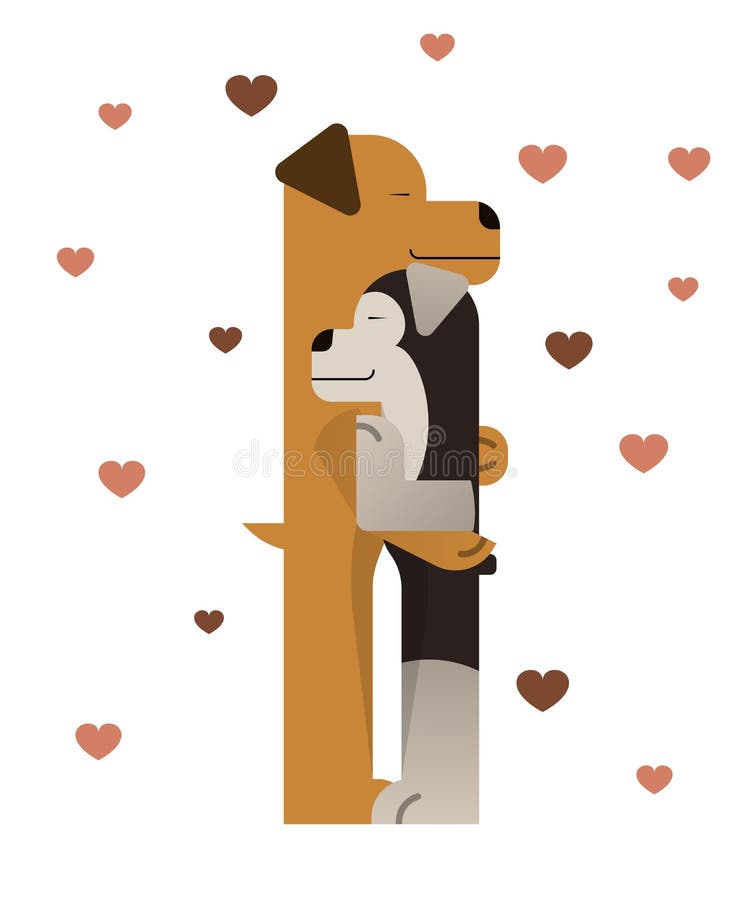 Abrazo lindo de dos perros ilustración del vector. Ilustración de ...