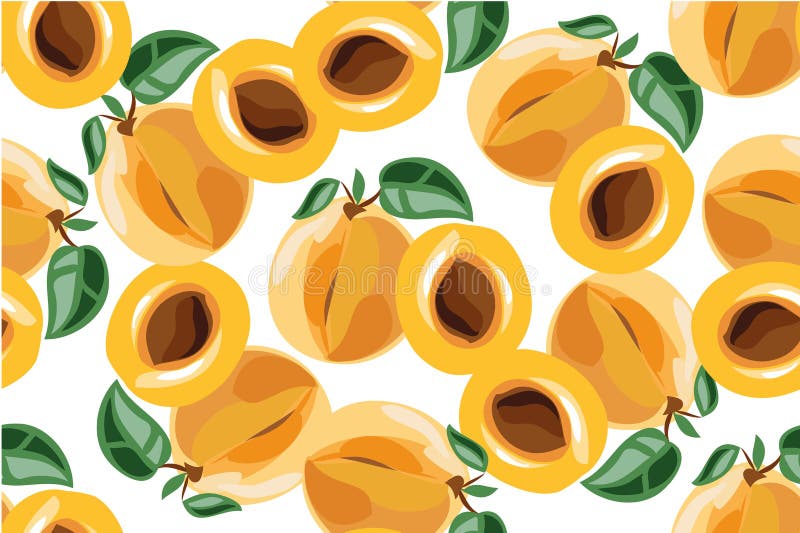 Perzik En Halve Perzik Met Groene Bladeren Op Blauwe Achtergrond ...