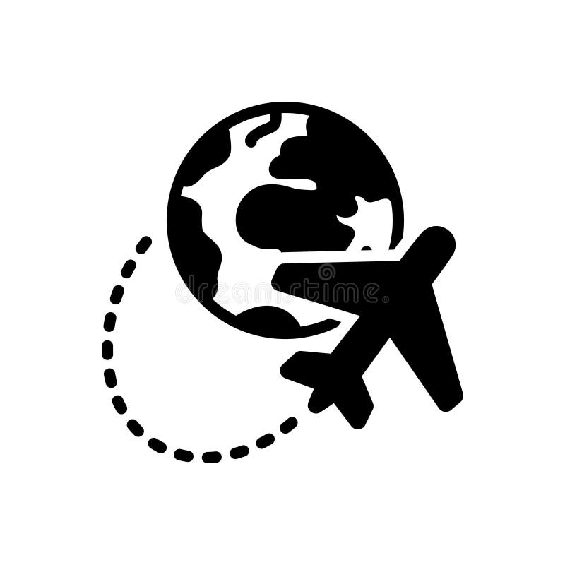 Black Solid Icon for Abroad, Overseas and Exotic Stock Illustration ...