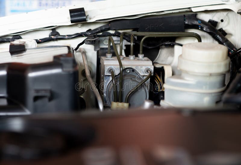ABS Brake System in Car Engine Compartment Stock Image - Image of ...