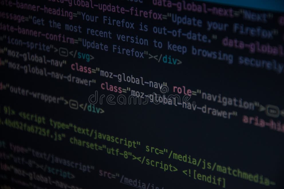 Abschluss in Css HTML-Code Auf Monitor Mit Schwarzen Hintergrund Stockfoto - Bild von ...