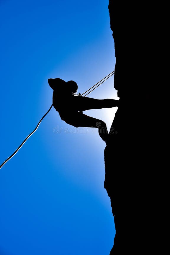Abseiler stock image. Image of silhouette, blue, abseiler - 55904331
