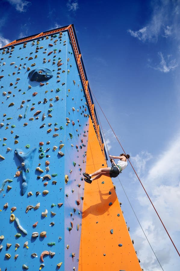 Abseiling climbing wall stock image. Image of girl, cheerful - 19790979