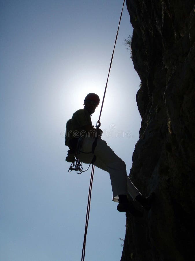 Abseiling or Rappelling in Climbing Editorial Stock Image - Image of ...