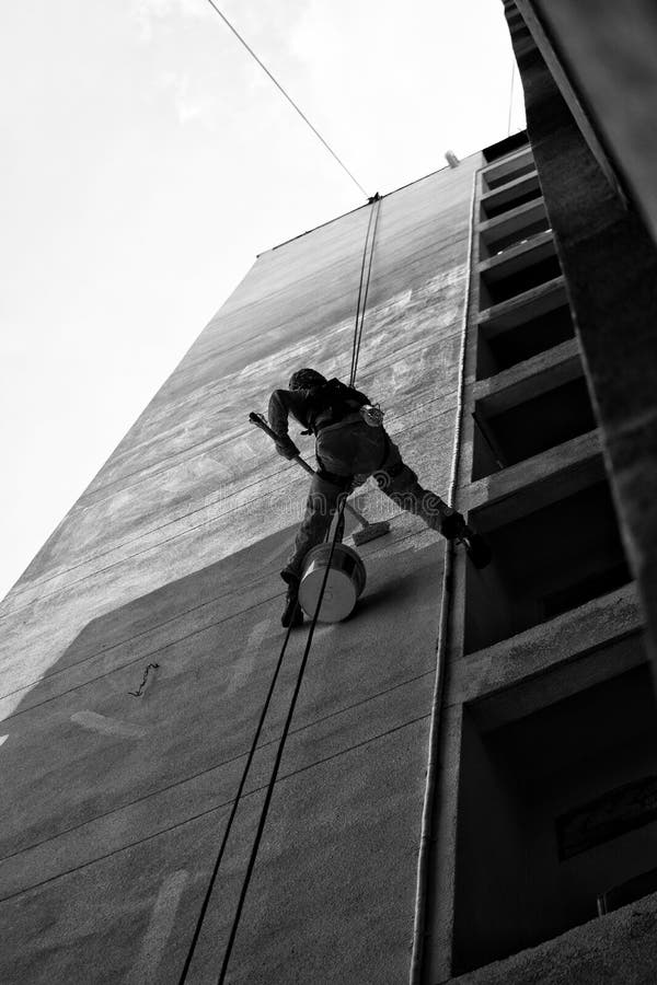 Abseiling stock image. Image of building, abseiling - 135603047