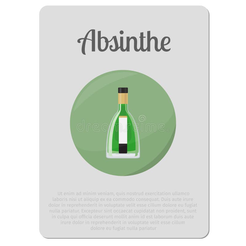 Absinthe Alcohol Sticker with Bottle Stock Vector - Illustration of ...