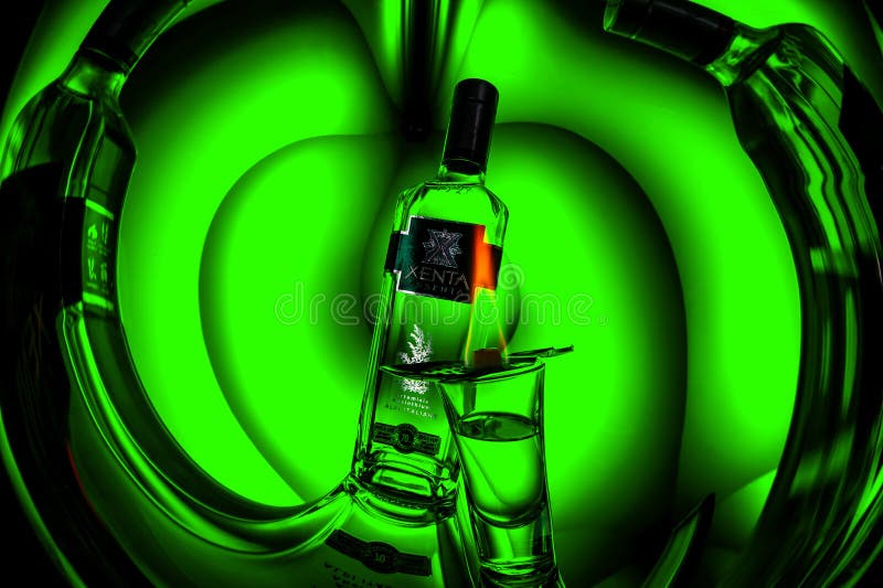 Absinthe on a Green Background with Reflection4 Editorial Photography ...