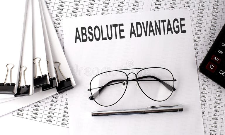 ABSOLUTE ADVANTAGE Text on Paper with Chart and Office Tools , Business ...