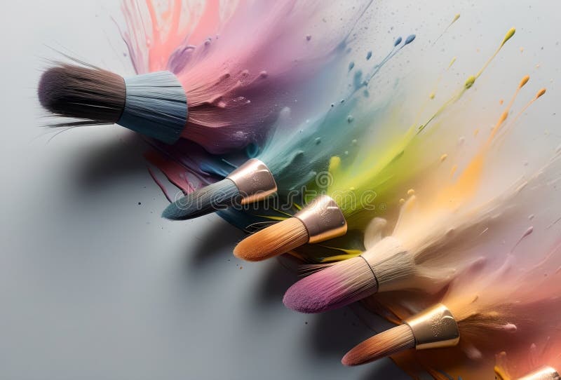 Absolutely Multi-colored Brushes and Multi-colored Pastel Paints Stock ...