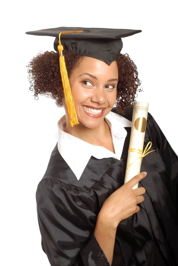 Absolvent mit ihrem Diplom stockfoto. Bild von hochschule - 5396234