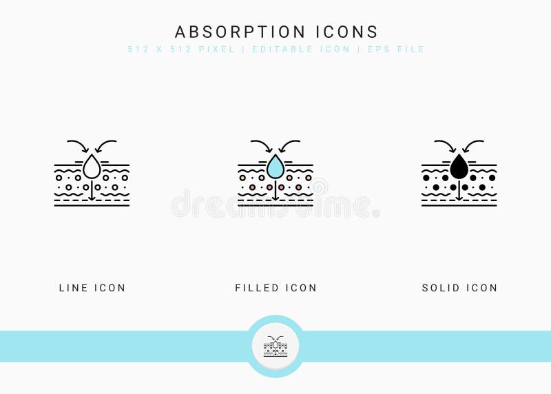 Absorption Icons Set Vector Illustration with Solid Icon Line Style ...