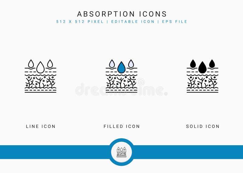 Absorption Icons Set Vector Illustration with Solid Icon Line Style ...