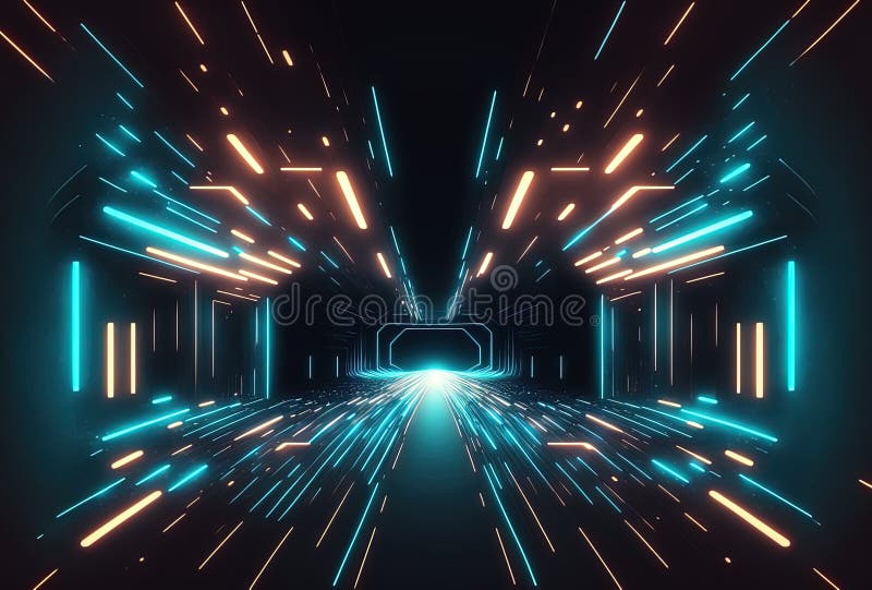 Absract Futuristic Corridor Tech Background with Neon Glow Stock ...