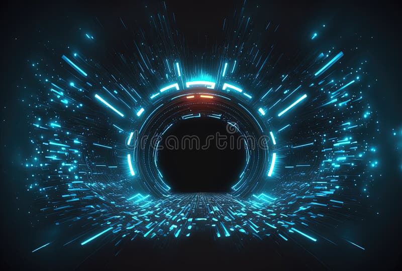 Absract Futuristic Corridor Tech Background with Neon Light Stock ...