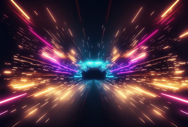 Absract Futuristic Corridor Tech Background with Neon Light Stock ...