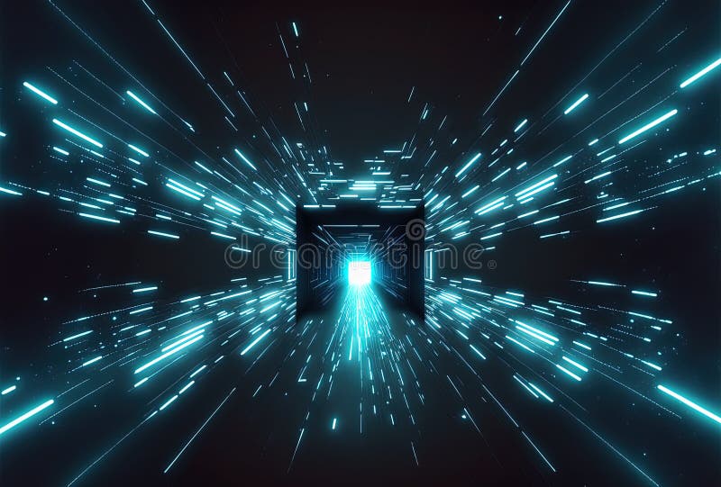 Absract Futuristic Tunnel Background with Neon Glow Stock Illustration ...