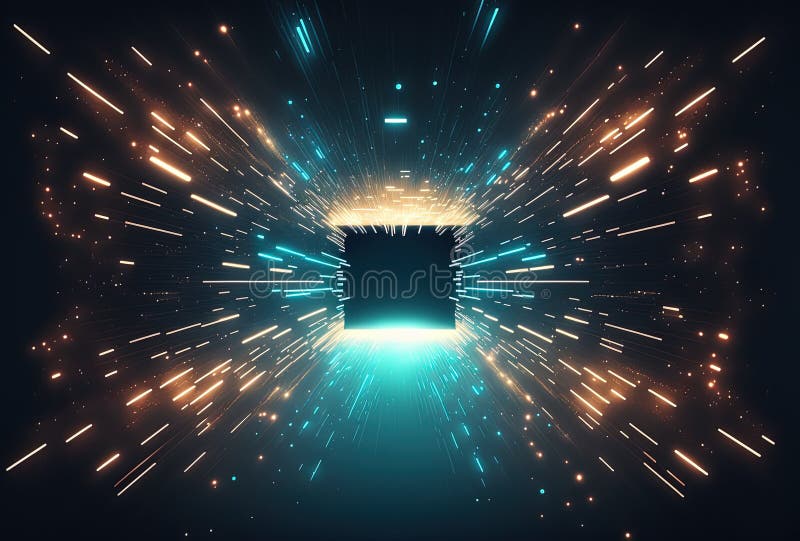 Absract Futuristic Tunnel Tech Background with Neon Glow Stock ...