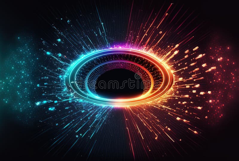 Absract Futuristic Tunnel Tech Background with Neon Light Stock ...