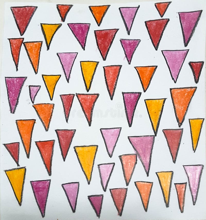 Absreact Colorful Triangle Art on White Background Made by Pencil Color ...