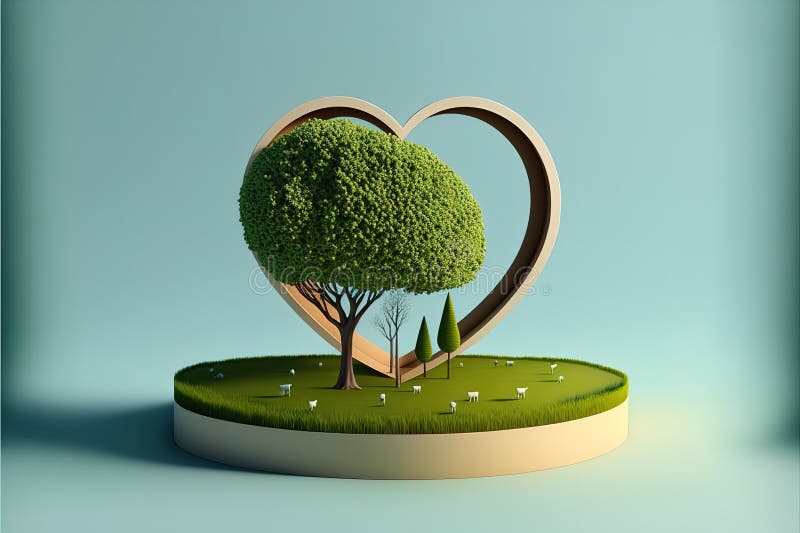 Abstact 3d Render Spring Scene and Natural Podium Background. Generative AI Stock Illustration ...