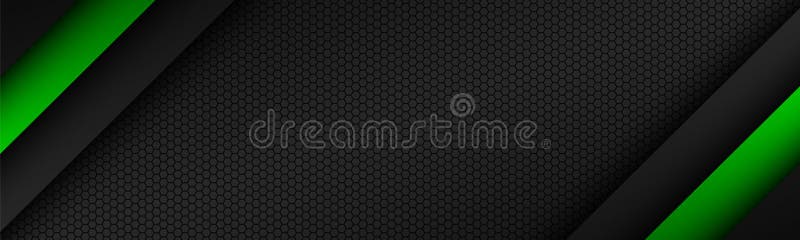 Abstact Green Line Vector Banner. Overlap Layers on Black Background ...