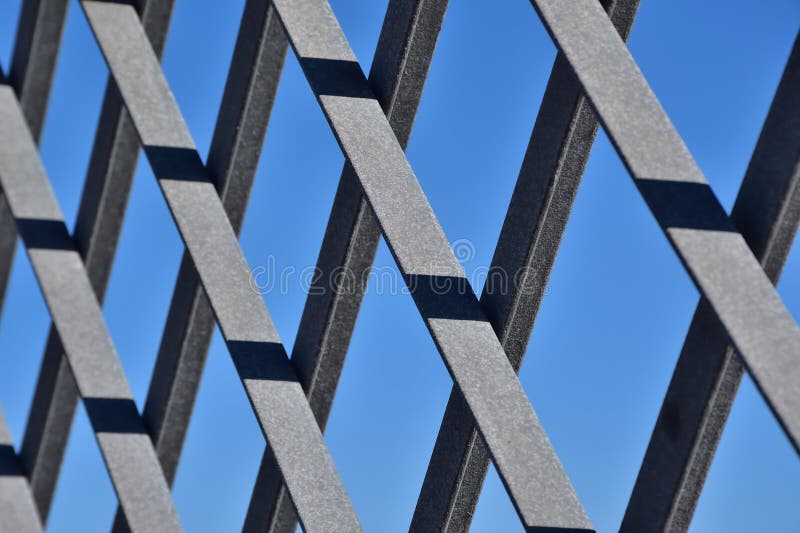 Abstract Parallelogram Shape Made of Steel Pieces on Light Blue ...