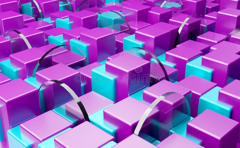 Abstrack Geometric Cube with Purple Blue Color 3d Realistic ...