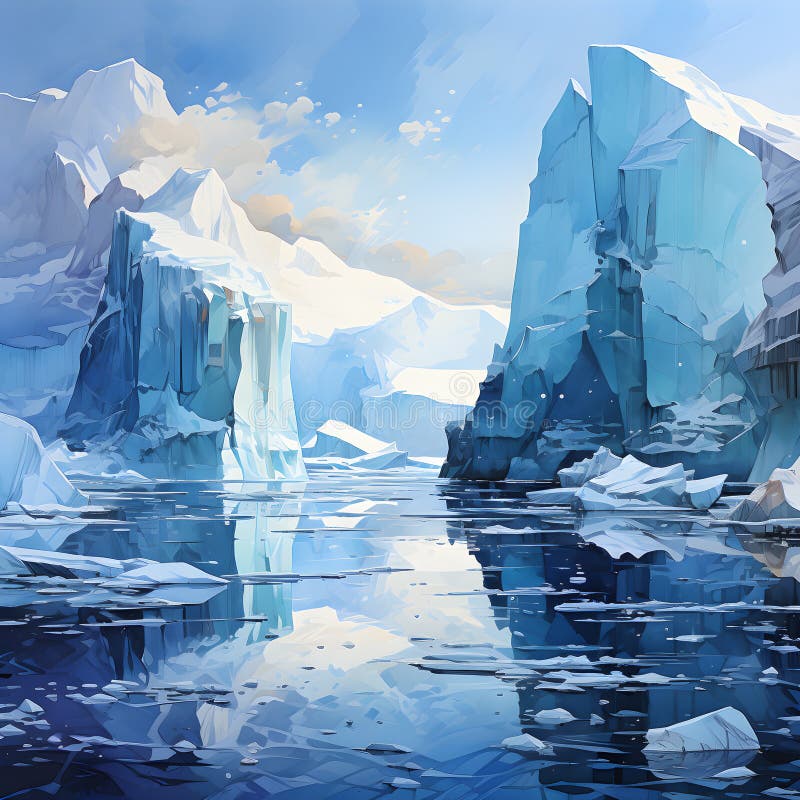 Abstract 2D Representation of Iceberg, Using Geometric Shapes, Patterns ...