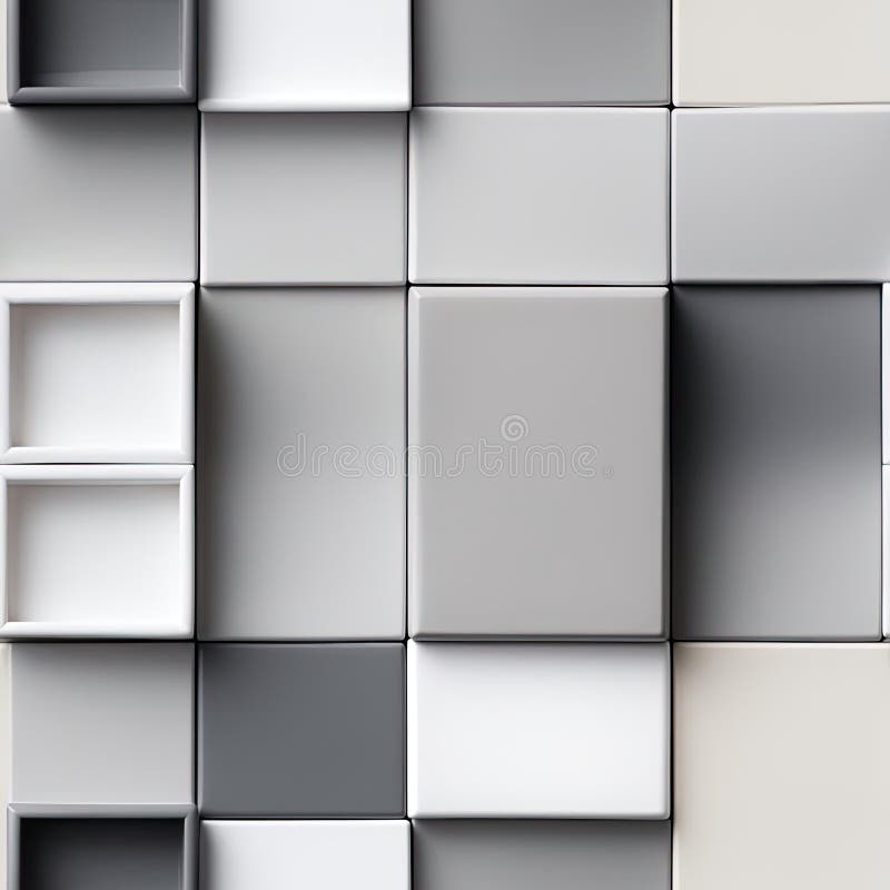 Abstract 3D Background with Grey and White Squares and Blocks (tiled ...